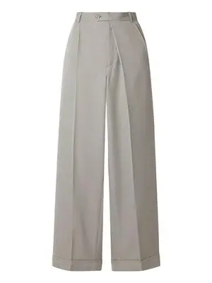 BETTTER Asymmetric Pleated Wool-Blend Pants Stone