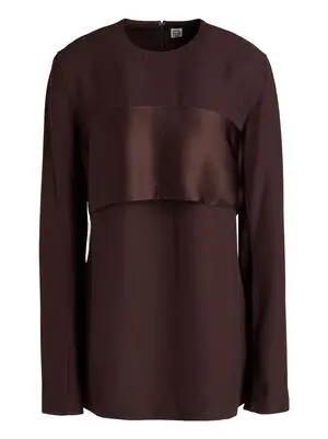 TOTEME Satin-paneled Crepe Top Chocolate