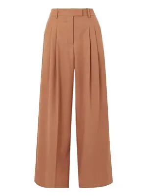 BY MALENE BIRGER Cymbaria Pleated Twill Wide-leg Pants - Light Brown