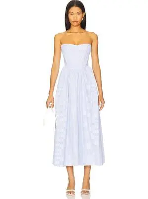 Bardot Lola Corset Stripe Midi Dress - Blue Stripe