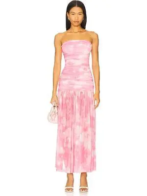 Bardot Solana Mesh Maxi Dress - Pink Flora