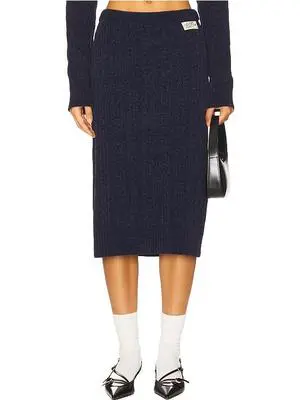 We11Done Cable Knit Midi Skirt - Navy
