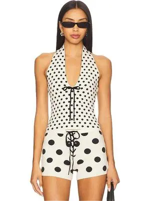 With Jéan Dottie Top - Black & White Polka Dot