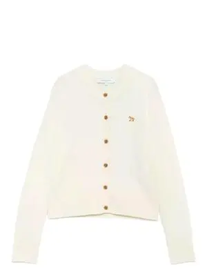 Maison Kitsuné Fox-embroidered Lambswool Cardigan - Neutrals