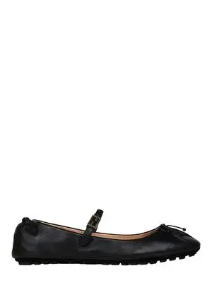 Fendi Ff-logo Buckle Bow-detail Ballet Flats - Black