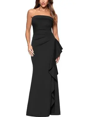 Aqua Scuba Strapless Gown Black