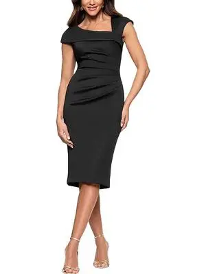 Aqua Scuba Asymmetric Neck Dress - Black