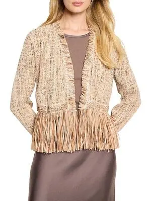 NIC+ZOE Fringe Knit Jacket - Neutral Multi