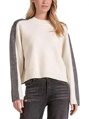 Elan Two Tone Mock Neck Sweater - Grey White