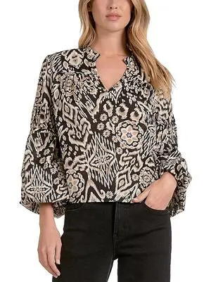 Elan Bubble Sleeve Top - Black Acorn
