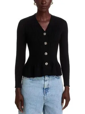 NANCY YANG Peplum Cardigan - Black
