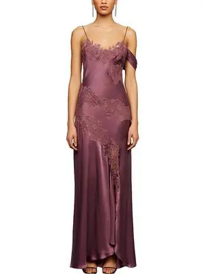 AMUR Reese Silk Cascade Gown - Violet Daze