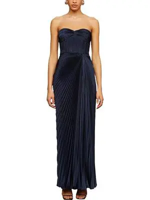AMUR Joyceanne Plisse Gown - Deep Indigo