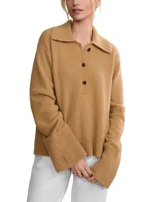Jenni Kayne Stevie Cashmere Blend Polo Sweater - Camel