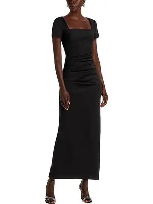 Aqua Scuba Open Back Maxi Dress - Black