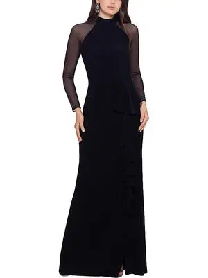 Aqua Drape Detail Gown - Black