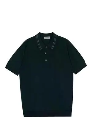 John Smedley Ribbed-collar Polo Shirt - Blue