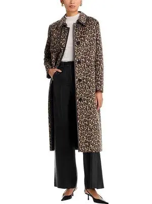 Mackage Long Wool Coat With Leather Trim - Light Camel Multi
