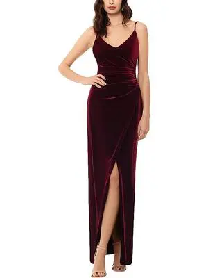 Aqua Velvet Gown - Burgundy