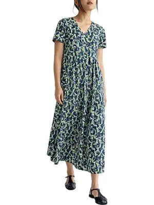 SEASALT CORNWALL Short Sleeve Veronica Dress - Painty Bluebell Dark Voyage