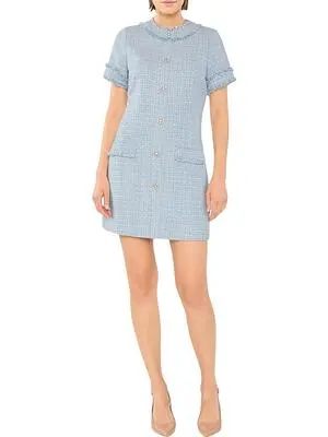 Likely Lenetta Tweed Fringe Trim Dress - Blue