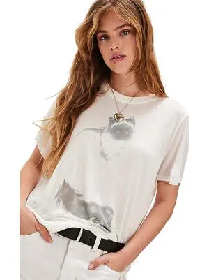 Junk Food Clothing The Shadow Cat Tee - Vintage White
