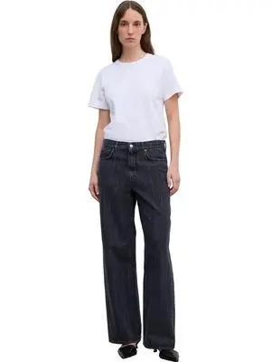 HOUSE OF DAGMAR Pinstripe Denim Wide Leg Jeans - Black White