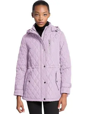 Michael Kors Quilted Hooded Jacket - Purple