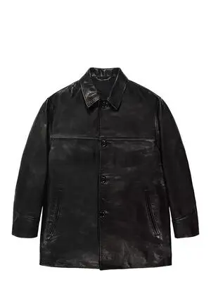 WACKO MARIA Button-fastening Leather Jacket - Black