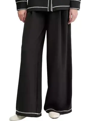 Stine Goya Contrast Stitch Wide-leg Trousers - Black