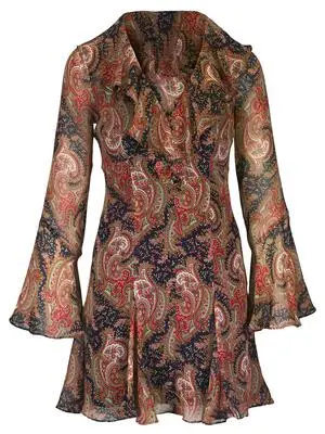 Veronica Beard Adrienne Paisley-print Mini Dress - Brown