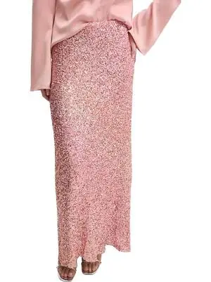 NEVER FULLY DRESSED Sequin Embellished Maxi Skirt - Pink