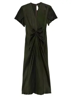 Victoria Beckham Twisted V-neck Midi Dress - Green
