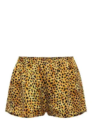 Versace Leopard-print Silk Shorts - Neutrals