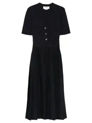 Thom Browne Button-pleated Maxi Dress - Blue