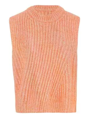 SA SU PHI Ribbed Crew Neck Sleeveless Sweater - Orange