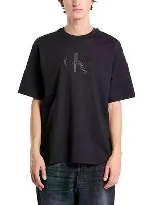 Calvin Klein Embroidered-logo T-shirt - Black