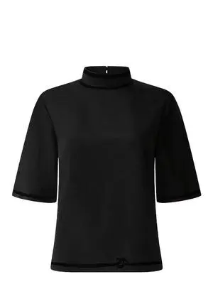 Shanghai Tang Silk Top With Cut-out Detail - Black