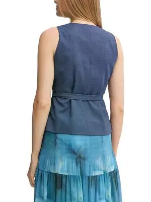 SANDRO FERRONE Wrap-effect Sleeveless Top - Blue