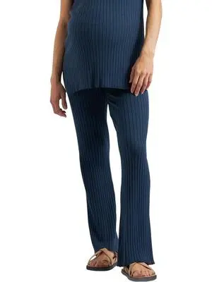 RIPE MATERNITY Rib Knit Straight Leg Pant - French Navy