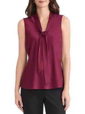 KASPER Bow Detail Sleeveless Satin Top - Shiraz