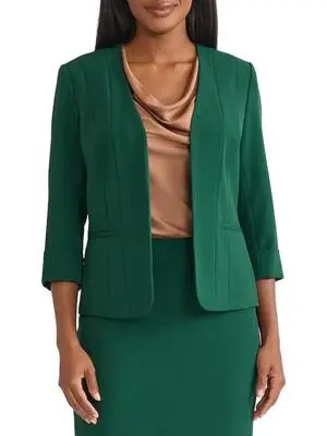 KASPER Three-Quarter Sleeve Open Front Blazer