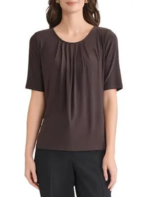 KASPER Box Pleat Top Rich Chocolate