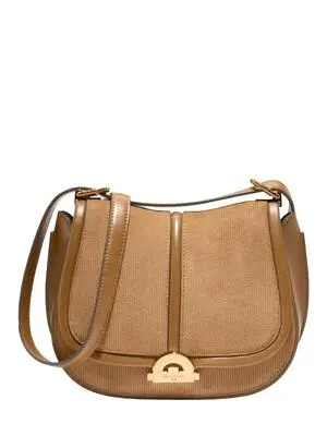Cole Haan Celenea Saddle Bag Golden Honey Embossed Suede