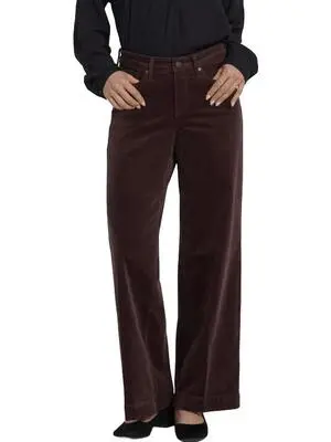NYDJ Teresa Wide Leg Corduroy Pants - Bitter Chocolate
