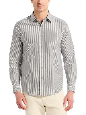 Robert Graham Greenwich Pinstripe Stretch Cotton Button-up Shirt - Olive