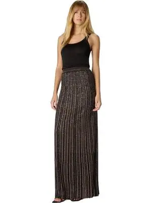 Missoni Striped Knit Maxi Skirt - Black & Brown