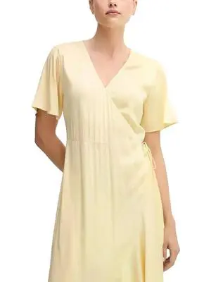 Gant Ruffled-sleeve Asymmetrical Wrap Dress - Yellow