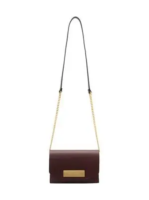 ALLSAINTS Etta Leather Clutch - Dark Red