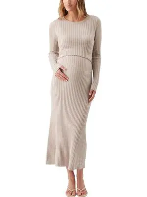 RIPE MATERNITY Eden Knit Nursing Dress Stone